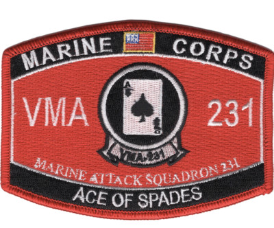 4.5" MARINE CORPS VMA 231 ATTACK SQUADRON ACE OF SPADES EGA EMBROIDERED ...