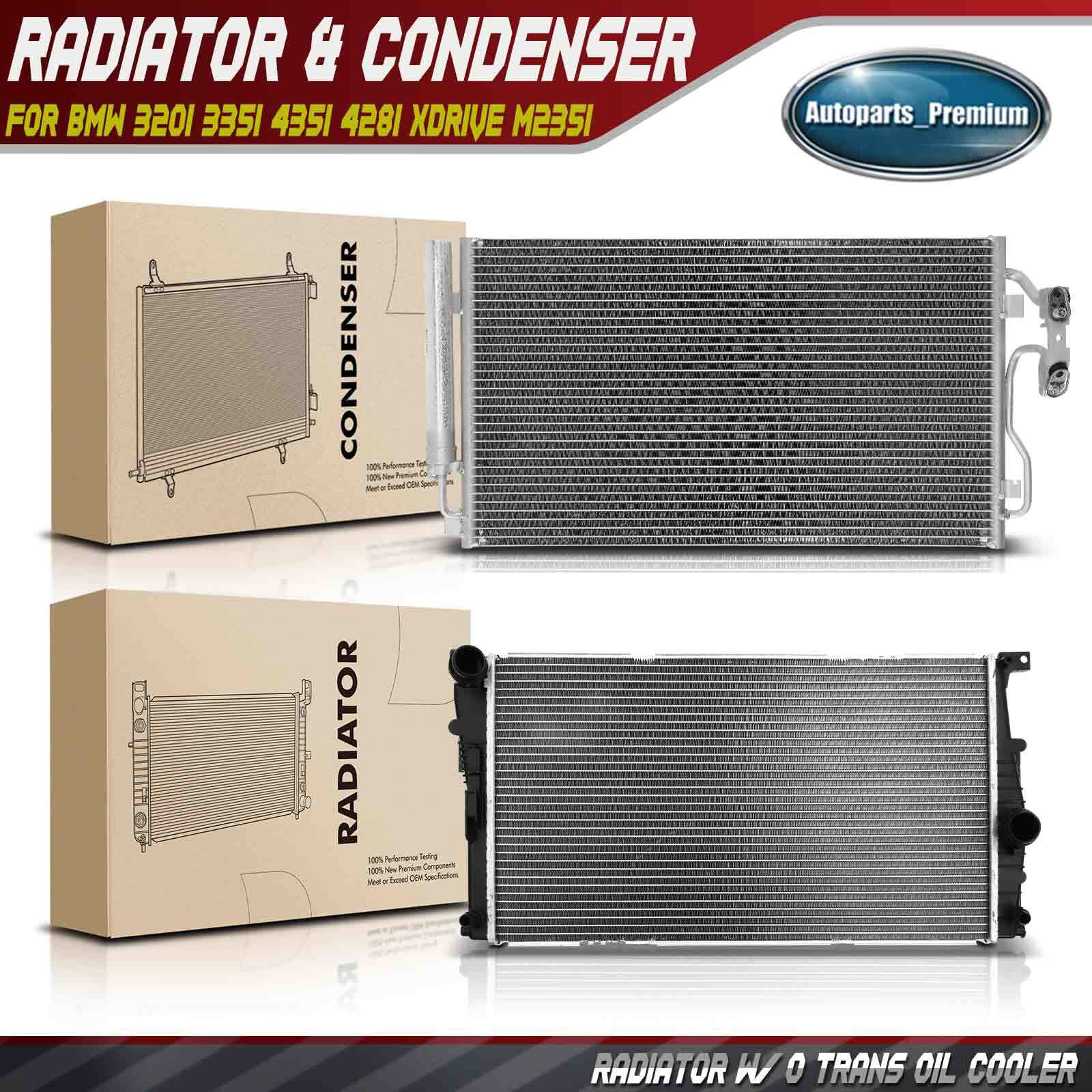 2pcs Radiator & AC Condenser for BMW 320i 335i 435i 428i xDrive M235i 2 ...