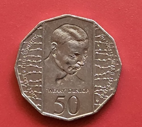1995 AUSTRALIAN 50 Cent Coin "WEARY DUNLOP" WORLD WAR II Circulated ...