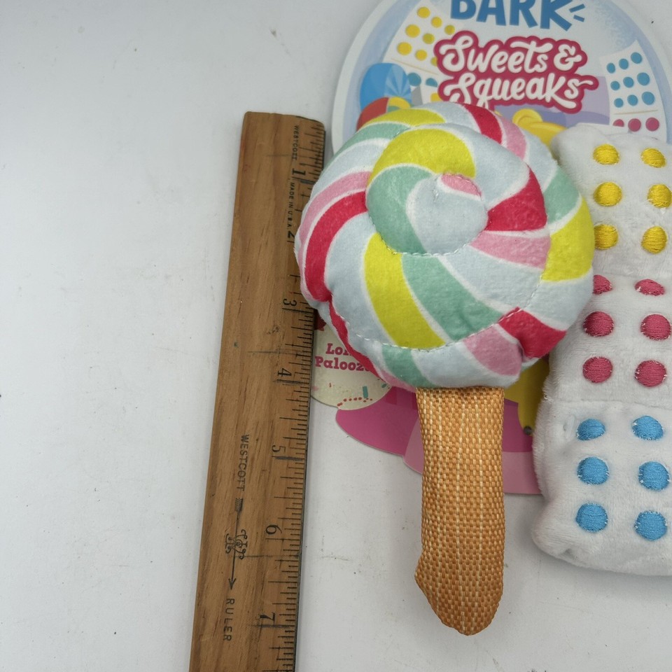 Bark Box Dog Toy Squeak & Sweets Candy Lollipop Plush Squeak XS-S 0-20 ...