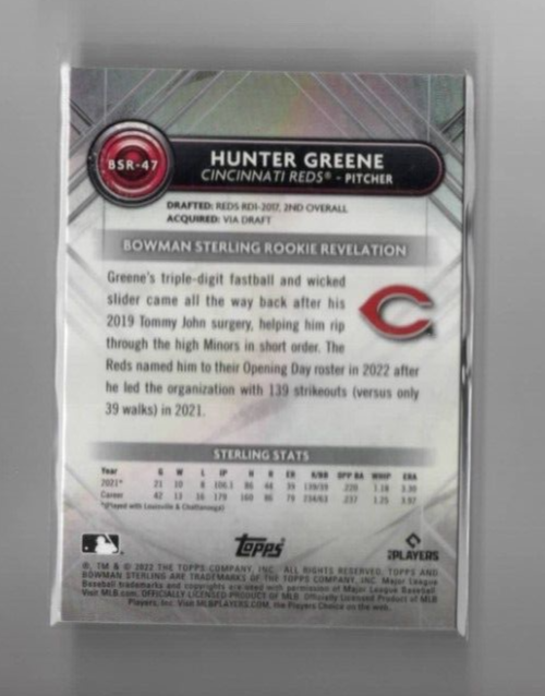 2022 Bowman Sterling #BSR-47 Hunter Greene RC Mint Cincinnati Reds | eBay