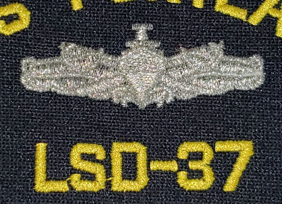USS PORTLAND LSD-37 SILVER METALLIC SURFACE WARFARE INSIGNIA (SW) PATCH ...