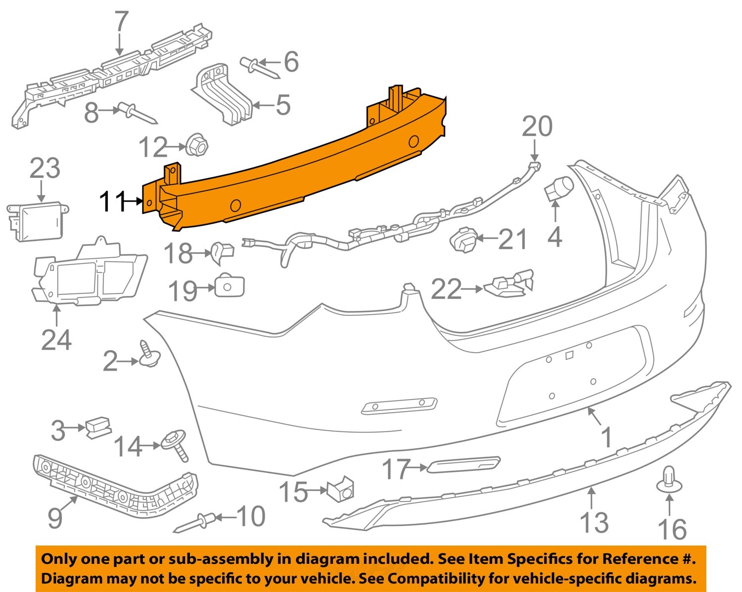 GM OEM 13-16 Malibu Limited Rear Bumper Bumper Components-Impact Bar ...