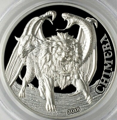 2018 1500 Shilling Tanzania Chimera 2oz .999 Silver Proof Coin PCGS ...
