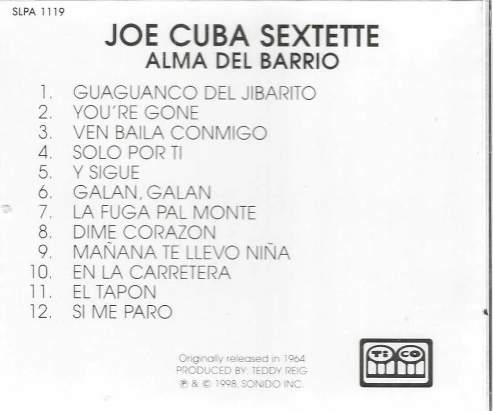 JOE CUBA SEXTET EL ALMA DEL BARRIO CD CANTAN CHEO FELICIANO Y JIMMY ...