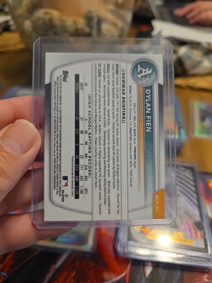 2025 Bowman - Chrome Prospects Dylan Fien #BCP-47 Reptilian Refractor ...