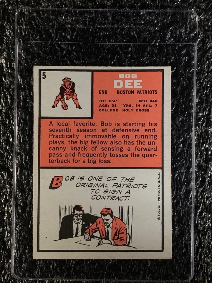 1966 Topps Football #5 Bob Dee VG/EX | eBay