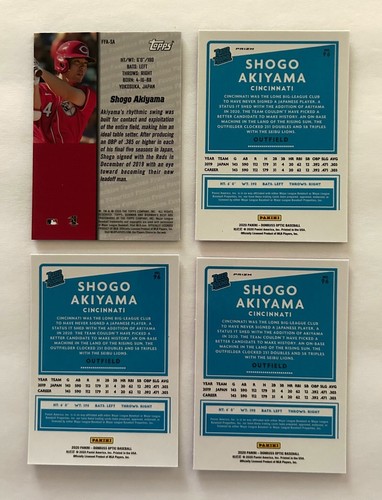 Lot of 4 SHOGO AKIYAMA (ROOKIE CARDS - (3 RATED RC; PINK, RED, WHITE ...