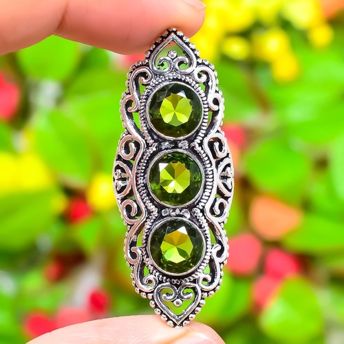Peridot Gemstone 925 Sterling Silver Gift Jewelry Ring Size 7.5 Y702 | eBay