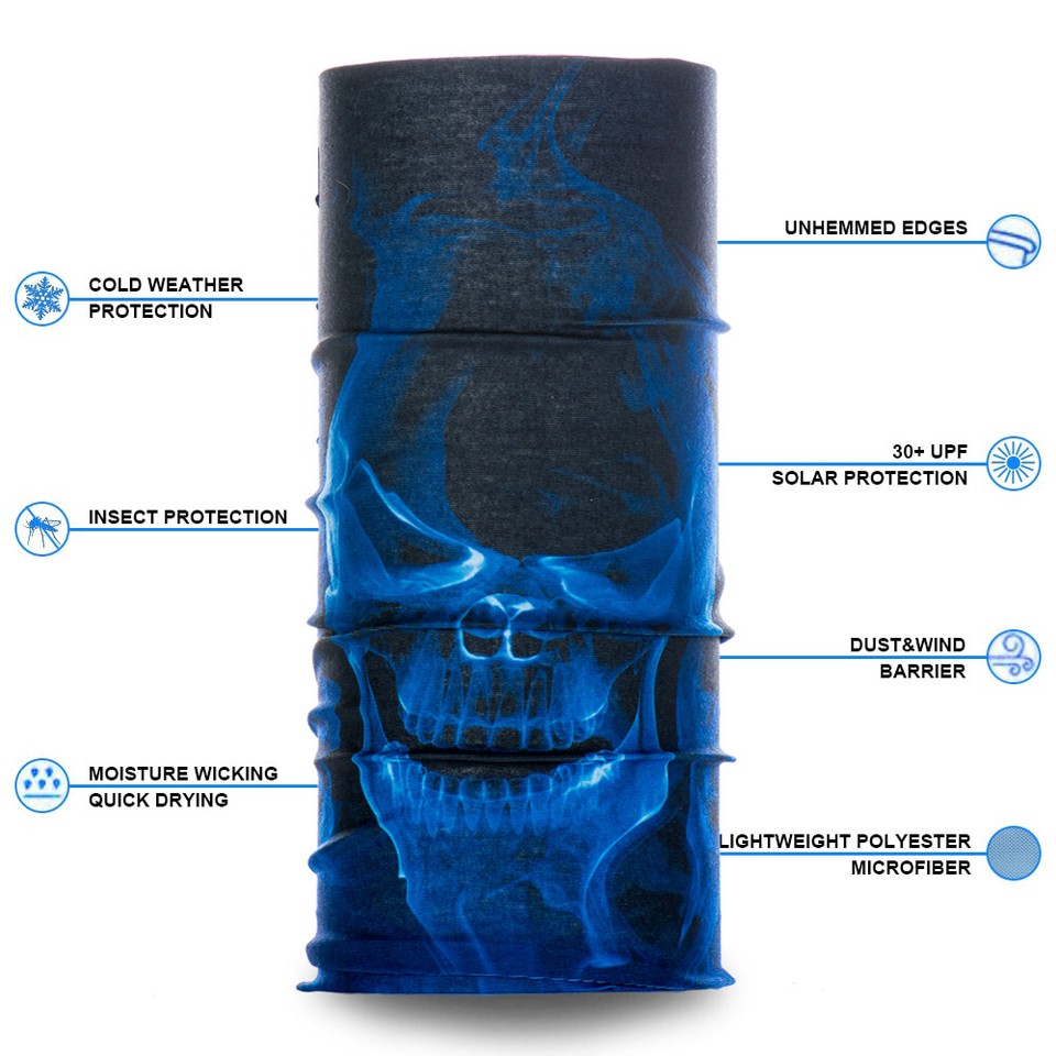 Multi use Skulls Biker Balaclava Neck Tube Snood Scarf Face Mask Warmer ...