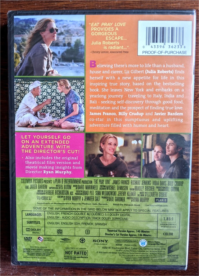 Eat Pray Love, Julia Roberts (DVD, 2010) Factory Sealed 43396362338 | eBay