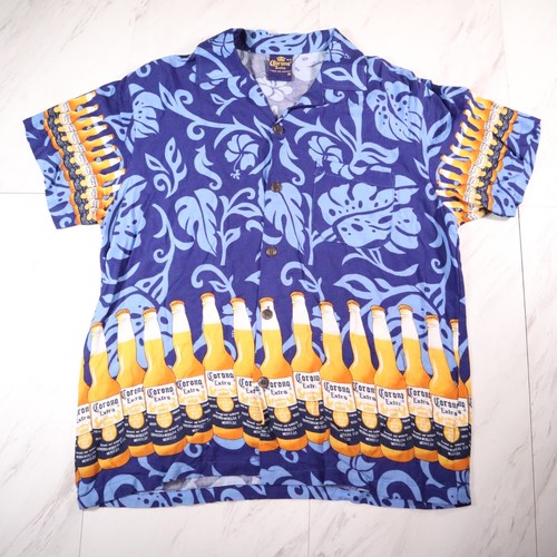 Corona Short Sleeve Button Up Shirt Mens M Hawaiian Beach Floral Print ...