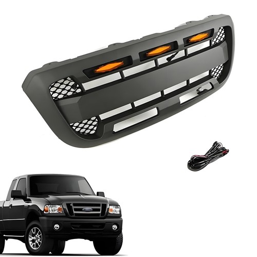 Black Front Grille Fit Ranger 2004-2011 Upper Grill With LED Light | eBay