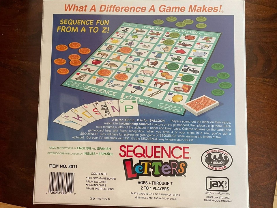 Sequence Letters Game, Sequence Fun From A to Z, Ages 4 to 7, Sealed ...