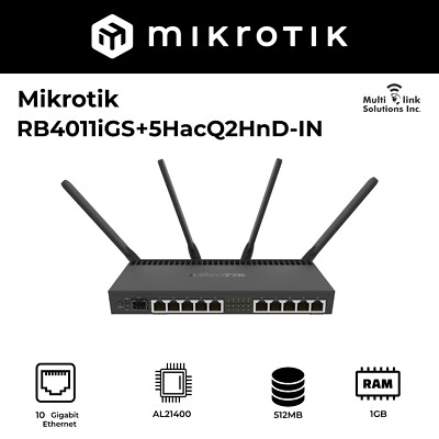 MikroTik RB4011iGS+5HacQ2HnD-IN 10 Gigabit ports, SFP+ 10Gbp Standalone ...