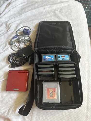 Game Boy Advance SP Travel Case Bag Pouch Tote Red With Gameboy and ...