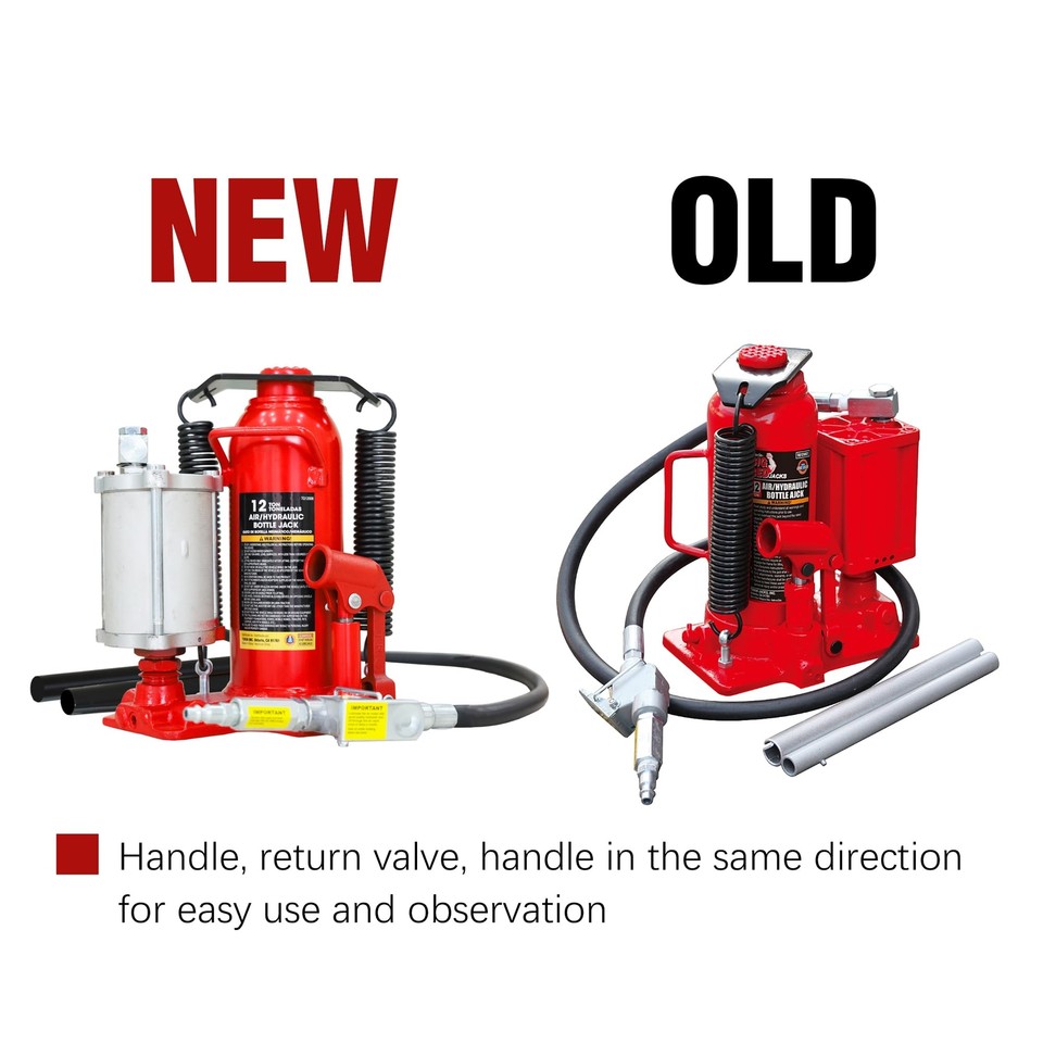 BIG RED 12 Ton Torin Welded Pneumatic Air Hydraulic Car Bottle Jack ...