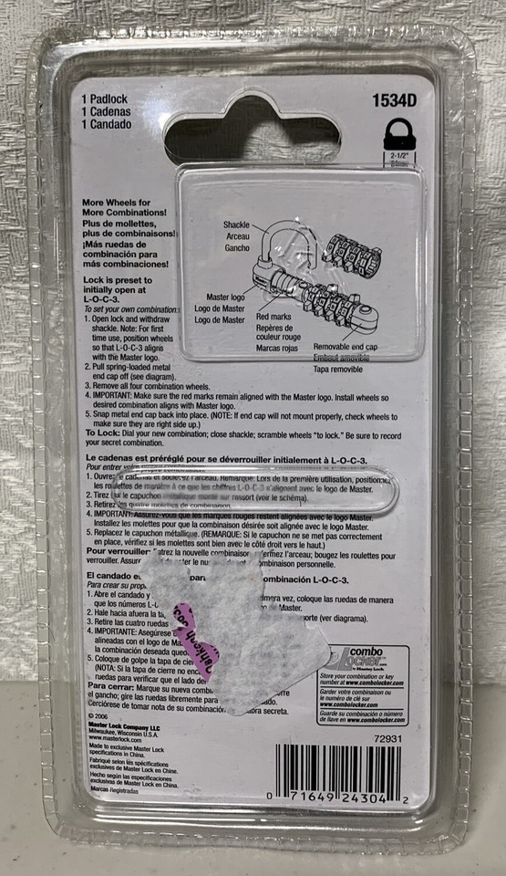 Master Lock Word Combination Lock, Model 1534D - for School, Gym ...