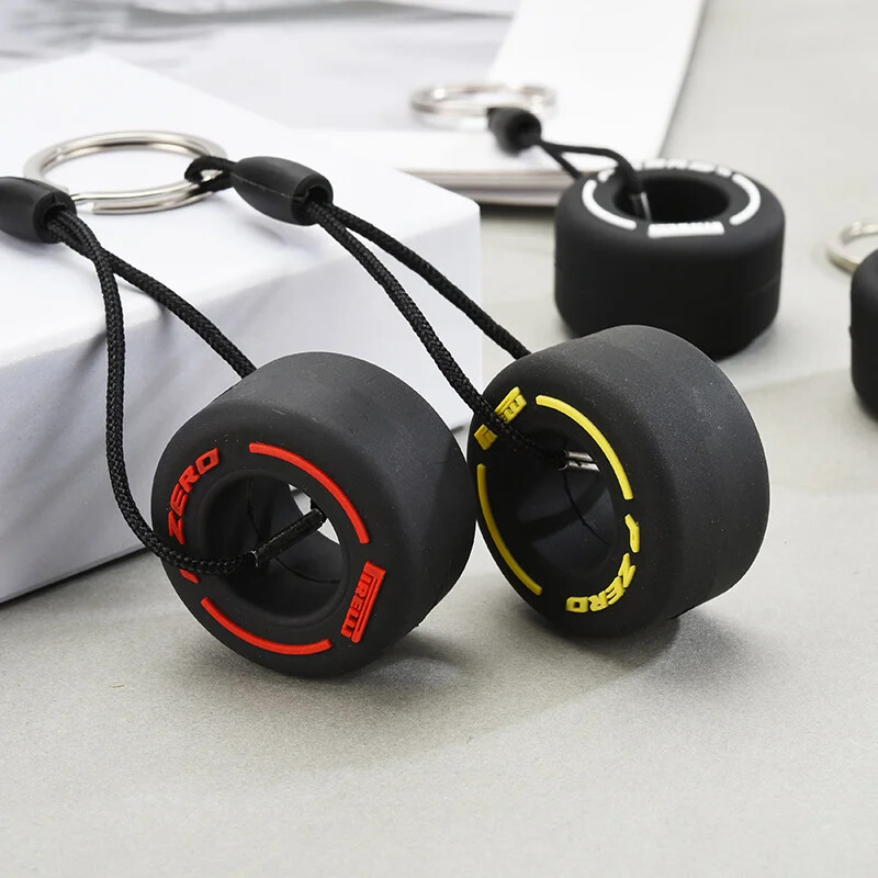 Hot F1 Racing Tire Keychain Car Key Accessories PVC Tire Pendant Bag ...