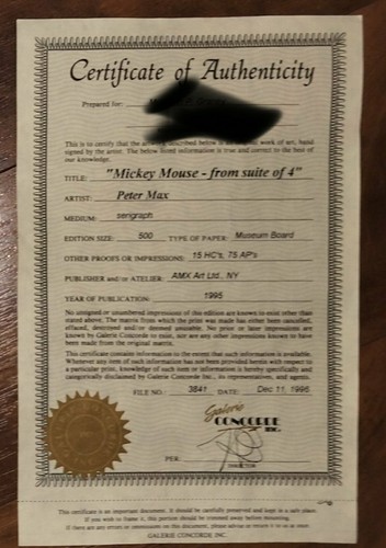 Peter Max Mickey Mouse Suite III Ltd Ed Serigraph | eBay