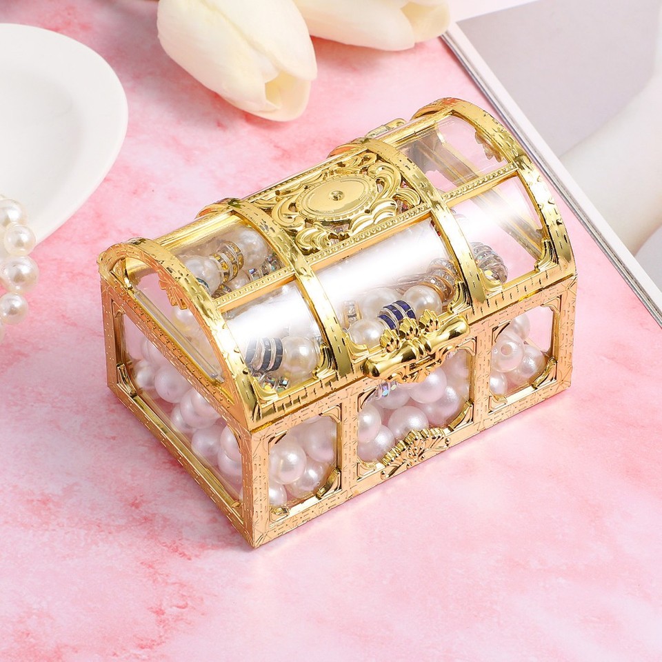 Small Transparent Treasure Box Crystal Jewelry Aquarium Chest Clear ...