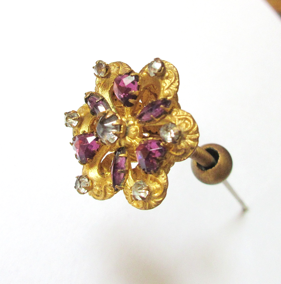 Antique Nodder Hatpin Amethyst Glass Hearts | eBay