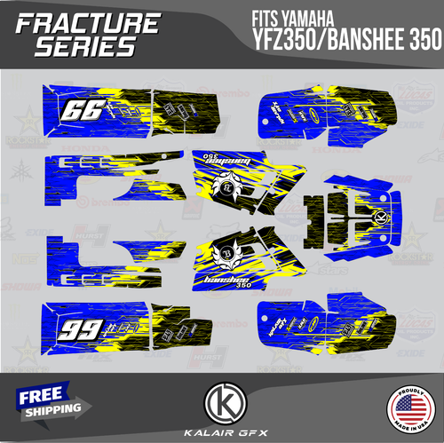 Graphics Kit for YAMAHA Banshee 350 Graphics Kit 16 MIL Fracture - Blue ...