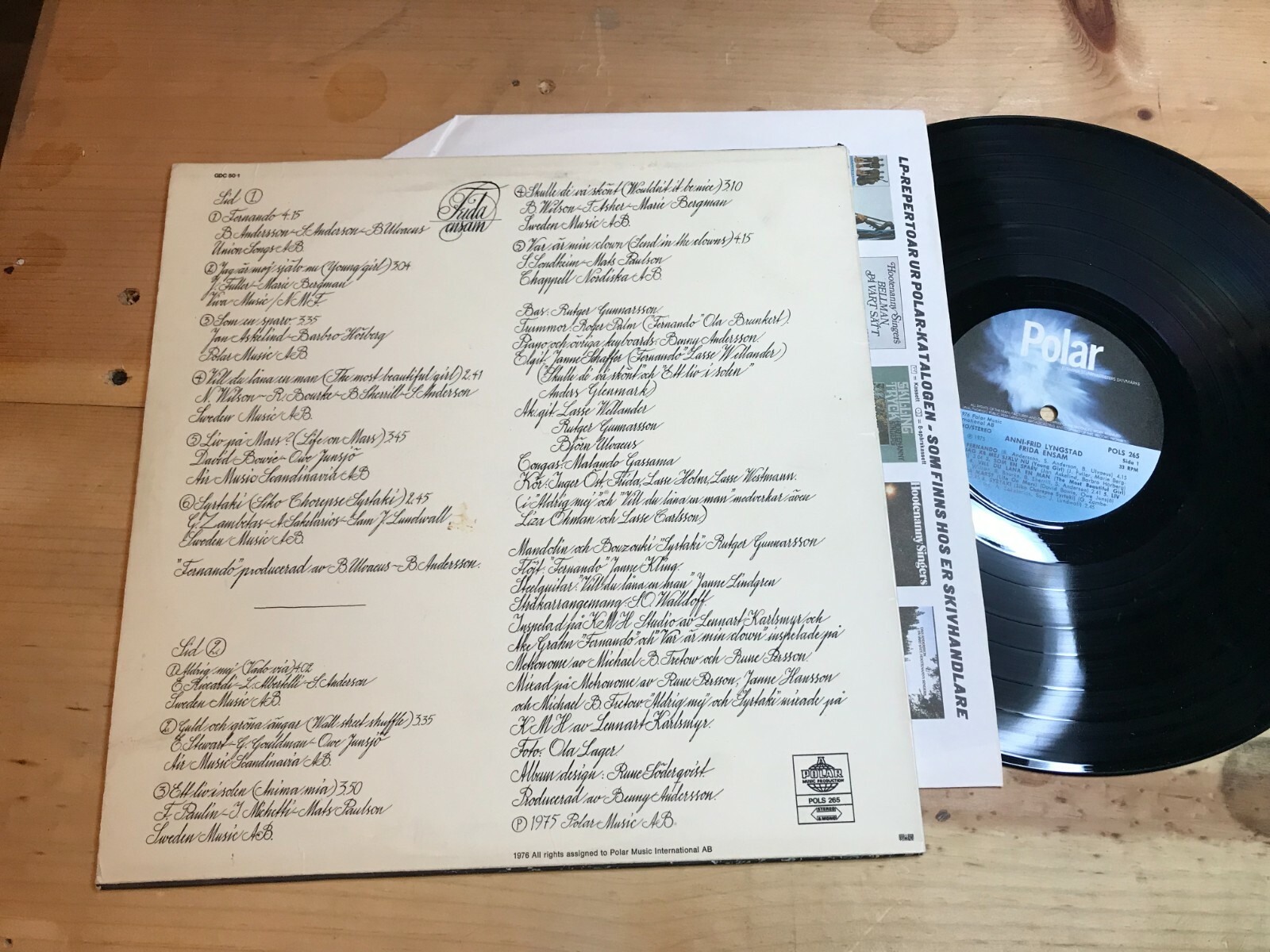 Anni-Frid Lyngstad Frida Ensam 1976 LP POLS 265 ABBA solo rare oop ...