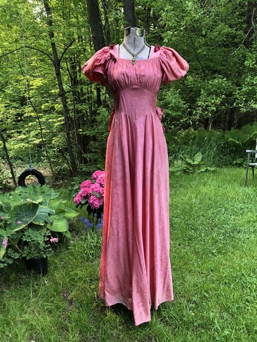 Vintage 1930’s Pink Moire Satin Formal Long Gown Dress Lovely 34-26-60 ...