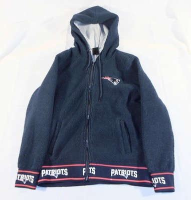 New England Patriots Women’s Sherpa Fleece Hoodie Jacket Navy Blue ...