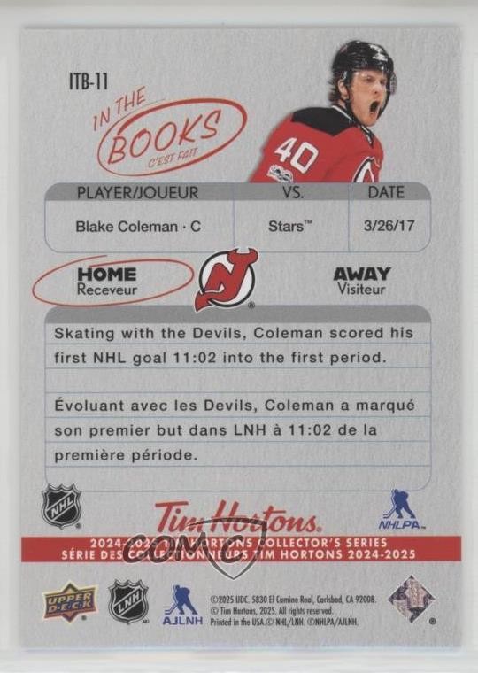 2024-25 Upper Deck Tim Hortons Retrospective Rookies In the Books Blake ...