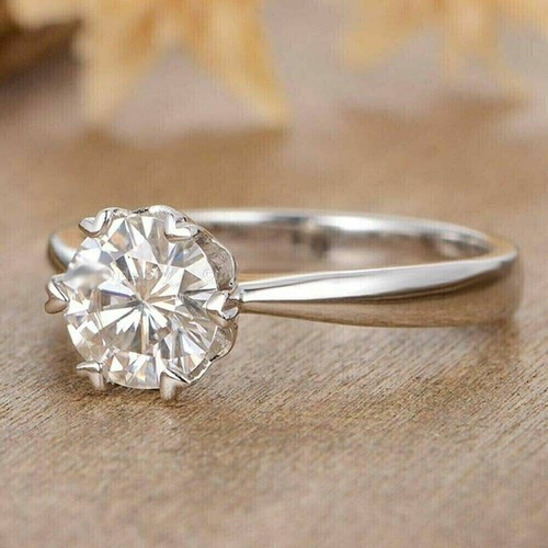 Real 14k White Gold 7.5MM Certified Lab Grown Diamond Heart Shape Prong ...