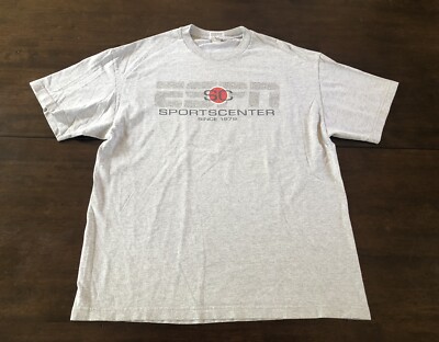 Vintage ESPN Sportscenter Since 1979 Worn Faded Soft Gray Graphic Tee T ...