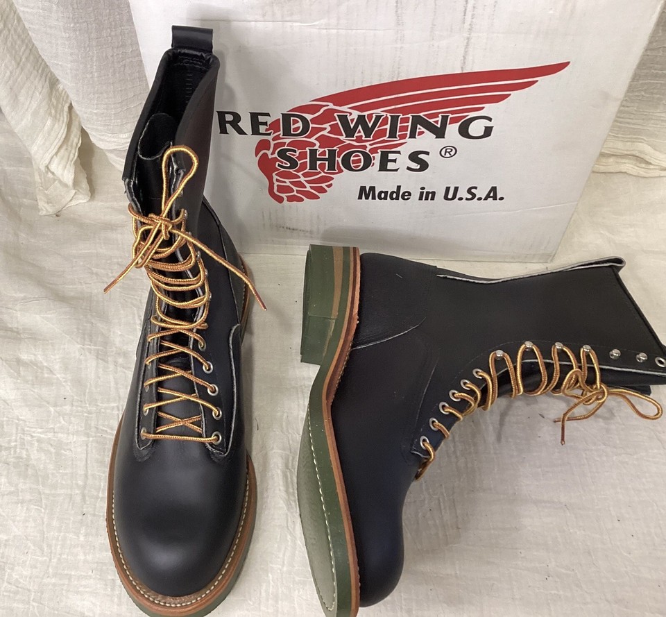 GREAT RED WING Made in USA 0919 BLACK Logger Work Boots NEW in Box NIB ...