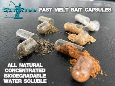 Sea Fishing Bait Capsules Fast melt Peeler Crab + many more flavours ...
