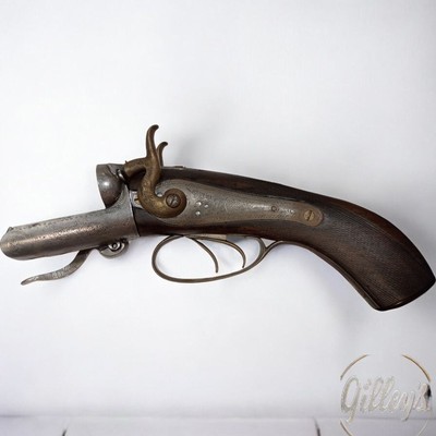 Old Double Barrel Double Trigger Flintlock Gun Part For Parts Only READ ...