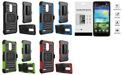 For LG Tribute Royal LM-X320PM Clip Holster + Hybrid Cover Case ...