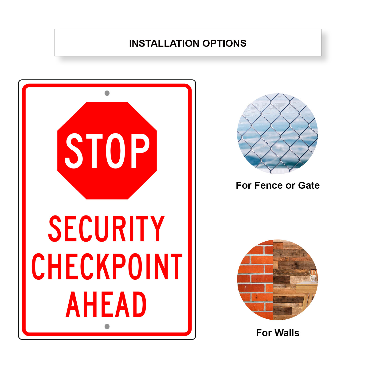 Notice Stop Security Check Point Ahead Traffic Rectangle Aluminum Metal ...