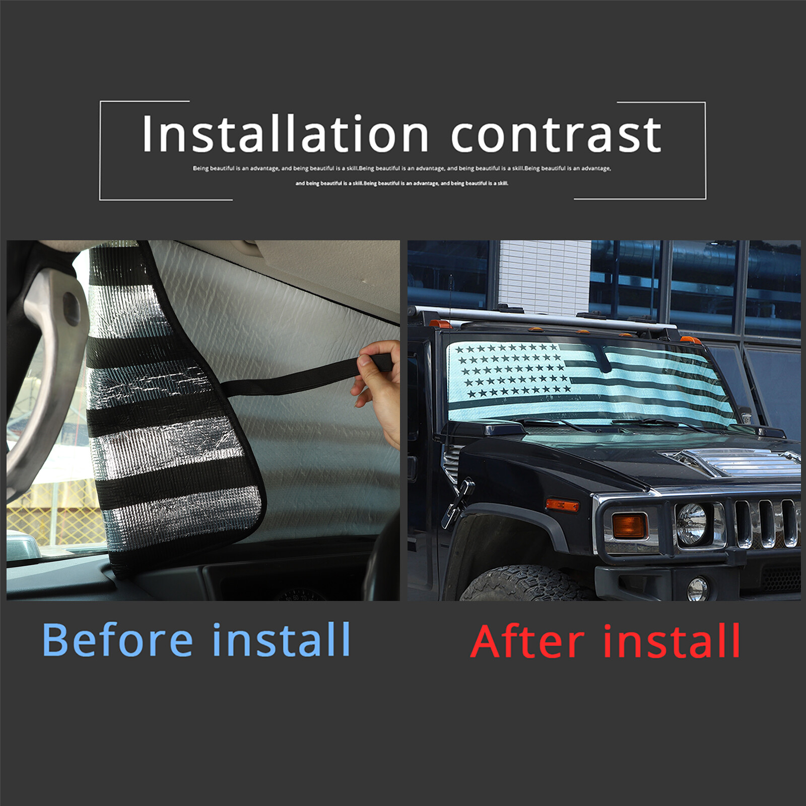 For Hummer H2 2003-2007 Windshield Sunshade Sun Visor (US Flag) | eBay UK