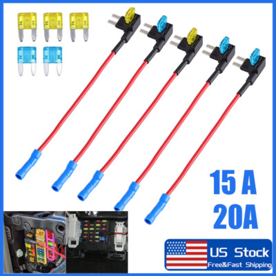 15PCS Fuse TAP Adapter Kit 12V 15 Amp 20Amp Car Add-a-circuit Mini ATM ...