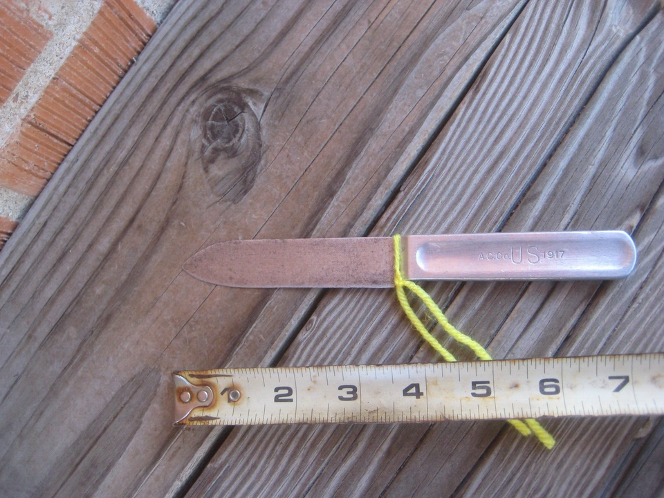 1917 Vtg 3 1/2" Blade US MILITARY A. C. Co. Mess Knife Cast Aluminum ...