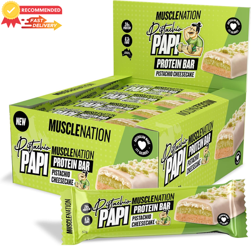 Pistachio Cheesecake Papi Protein Bar, Soft Chewy, 12x50g, High Protein ...