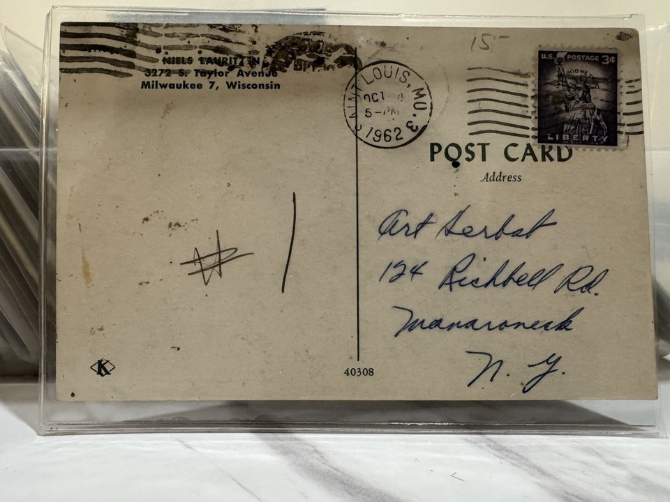 Warren Spahn Milwaukee Braves Signed Color Postcard 1962 Postmarked ...