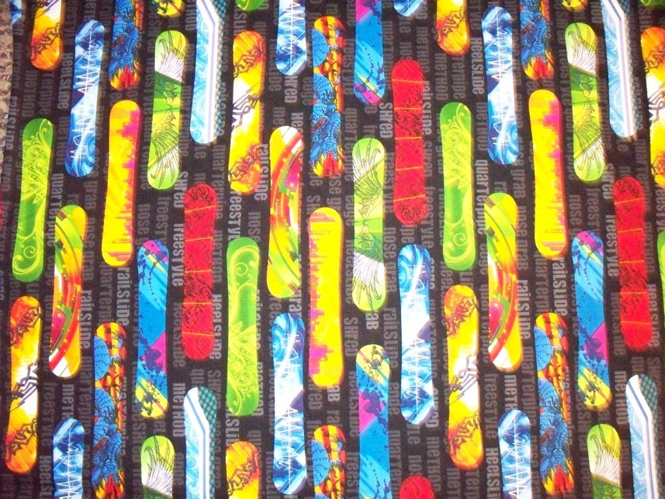 SNOWBOARDS WORDS SNOW BOARDS SNOWBOARDING COTTON FABRIC FQ | eBay