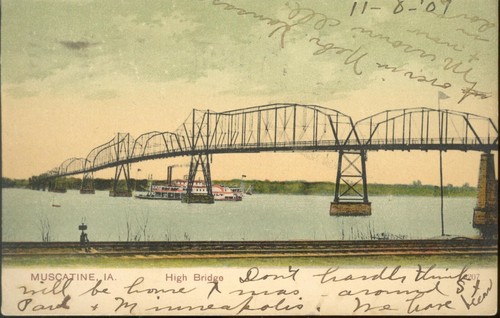 pc13628 postcard Muscatine Iowa High Bridge postally used 1907 | eBay