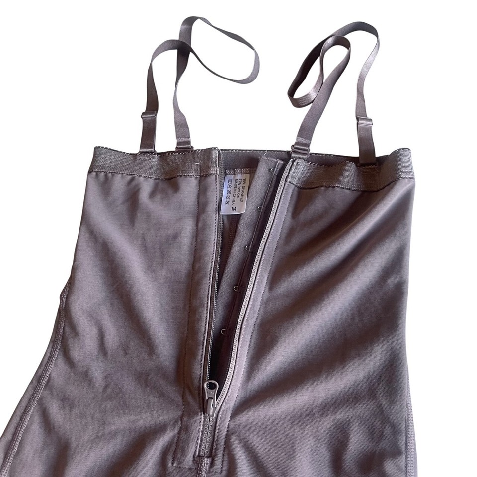 Mid-Thigh Detachable Straps Open Crotch Underbust Zippered Body Shaper ...