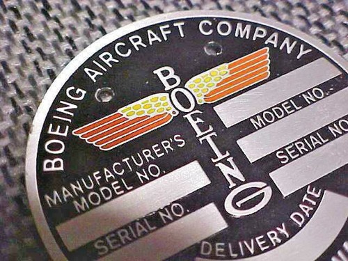 Boeing Antique Aircraft Data Plate etched aluminum B-17 WW2 & other ...