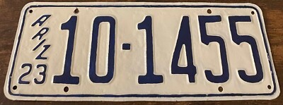 Vintage 1923 Arizona License Plate 10-1455 Mojave County Ford Model T ...