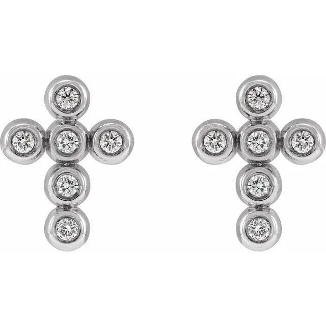 .08 CTW Natural Diamond Cross Earrings In 14K White Gold | eBay