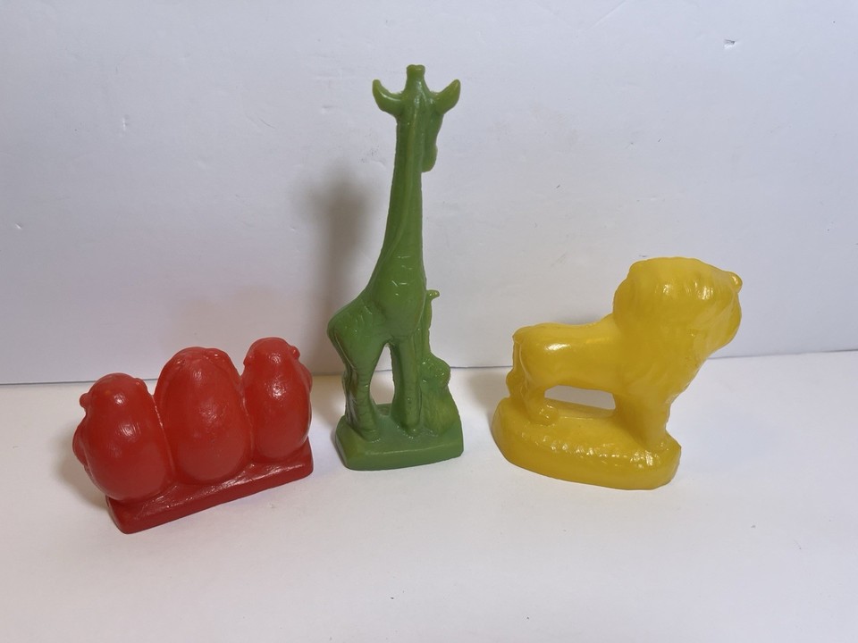 3 VINTAGE LION COUNTRY SAFARI BLOW MOLD PLASTIC WAX ANIMALS Lion ...
